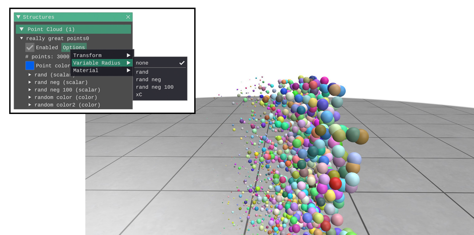 Variable Radius - Polyscope - Python